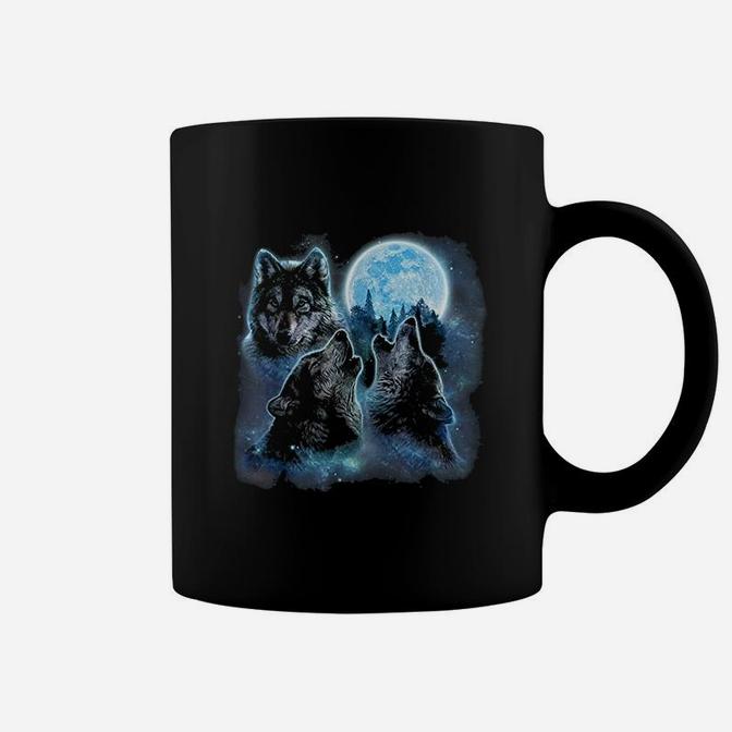 Three Wolves Howling Under Icy Full Moon Gray Wolf Hoodie | Seseable