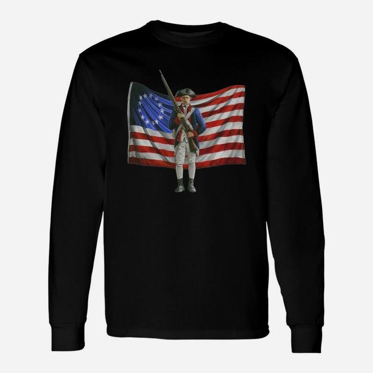 America Colonial Flag Patriot Long Sleeve T-Shirt - Seseable