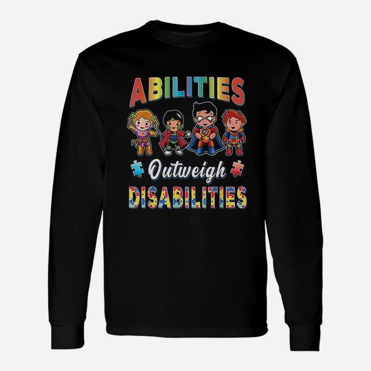 Awareness Boy Abilities Outweigh Disabilities Teacher Long Sleeve T ...