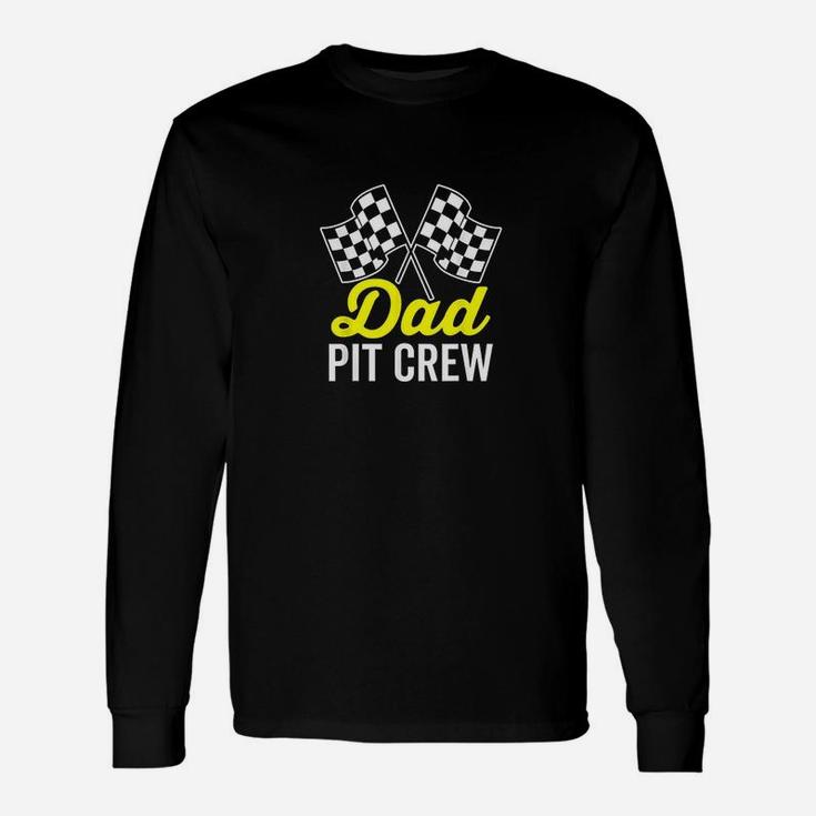 Dad Pit Crew For Racing Party Costume White Text Long Sleeve T-Shirt ...