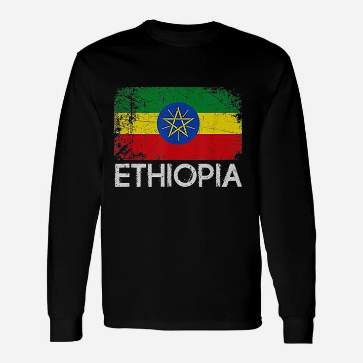 Ethiopian Flag Vintage Made In Ethiopia Long Sleeve T-Shirt | Seseable