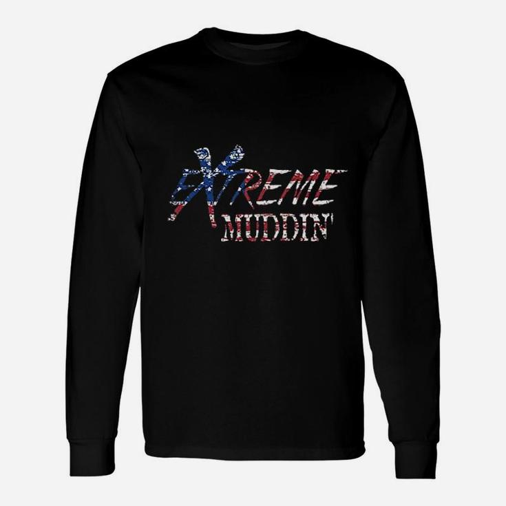 Extreme Patriotic American Flag On A Black Long Sleeve T-Shirt - Seseable