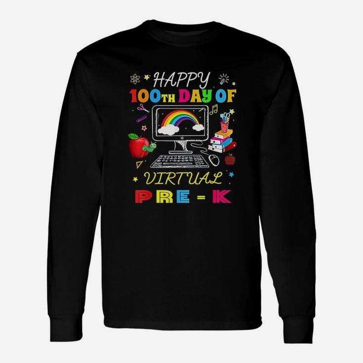 Happy 100th Day Of School Pre K Virtual Learning Preschool Long Sleeve ...