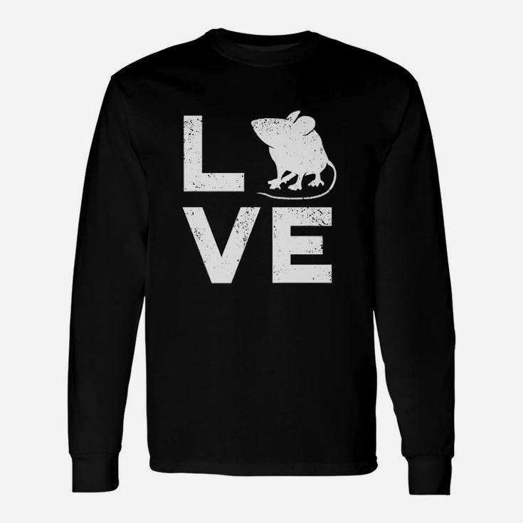 Love Mice Typography Retro Pet Mouse Or Rat Long Sleeve T-Shirt - Seseable