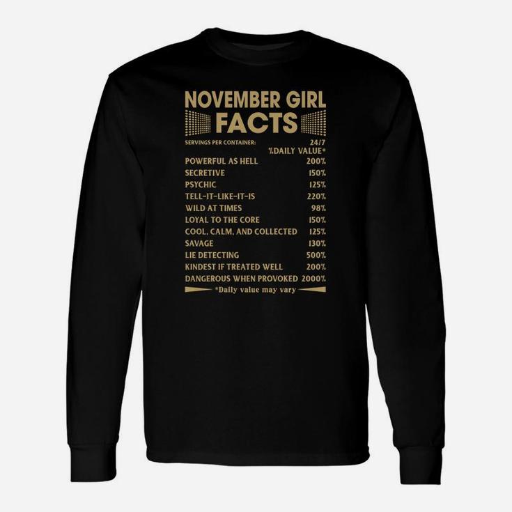 November Girl Facts Long Sleeve T-Shirt - Seseable