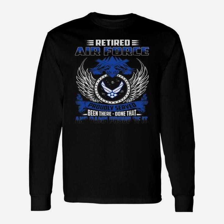 Retired Air Force Tshirt Long Sleeve T-Shirt - Seseable