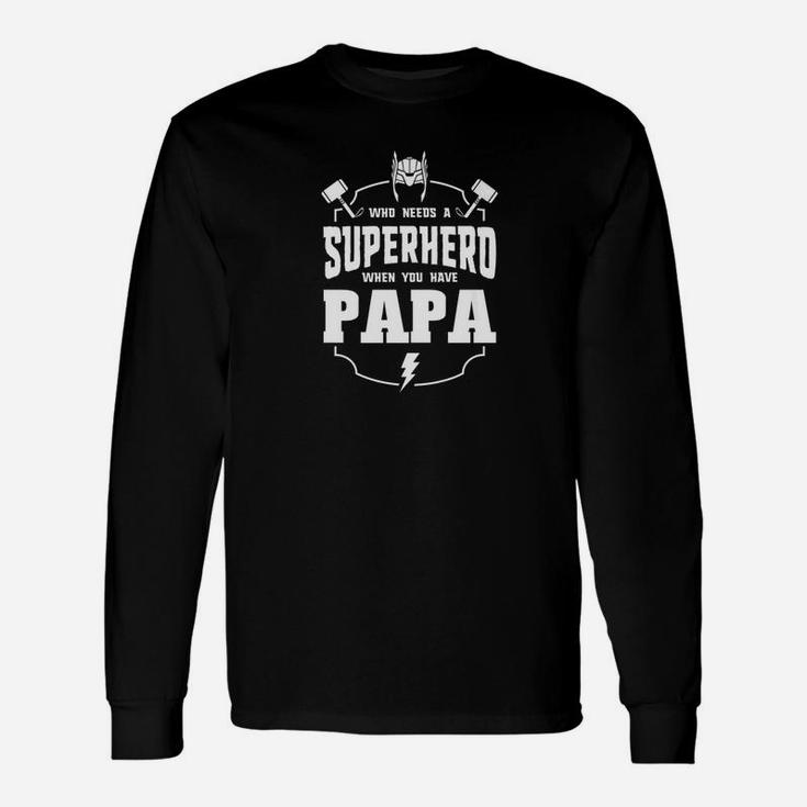 Superhero Papa Fathers Day Grandpa Ideas Men Long Sleeve T-Shirt - Seseable