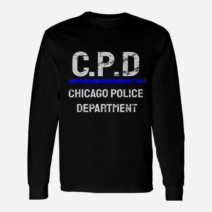 Thin Blue Line Cpd Chicago Police Department Long Sleeve T-Shirt - Seseable