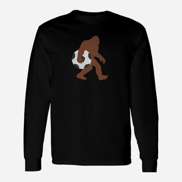 Vintage Graphic Bigfoot Holding Soccer Ball Long Sleeve T-Shirt - Seseable