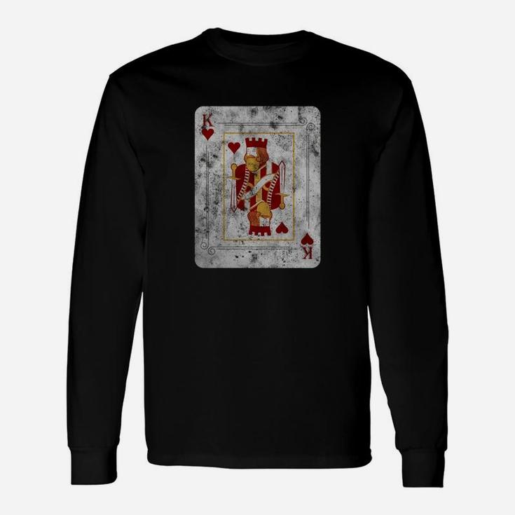 Vintage King Of Hearts Playing Cards Shirt Long Sleeve T-Shirt - Seseable