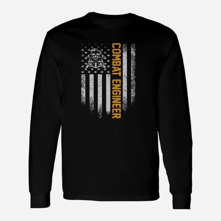 Vintage Usa Combat Engineer American Flag Patriotic Long Sleeve T-Shirt ...
