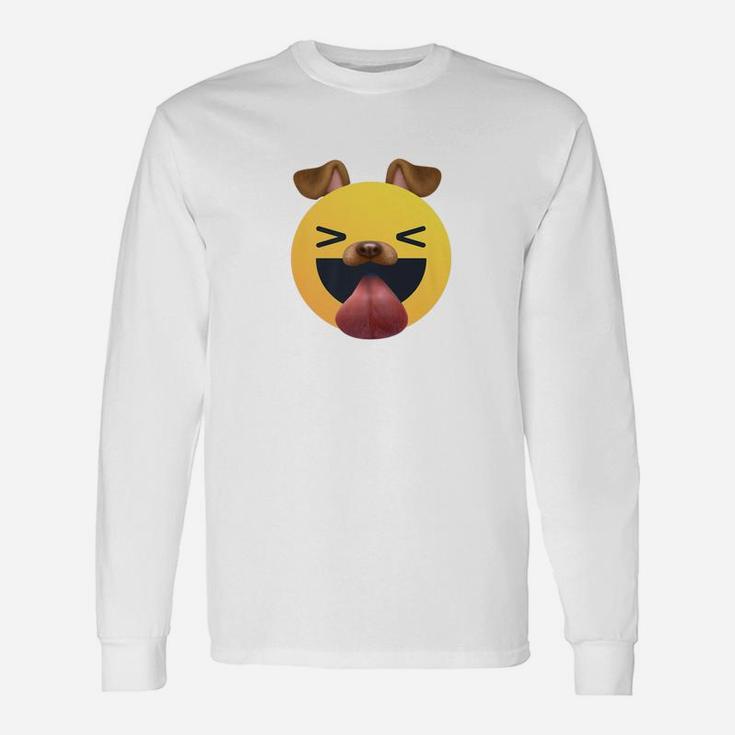Dog Face Emoticons Long Sleeve T-Shirt - Seseable