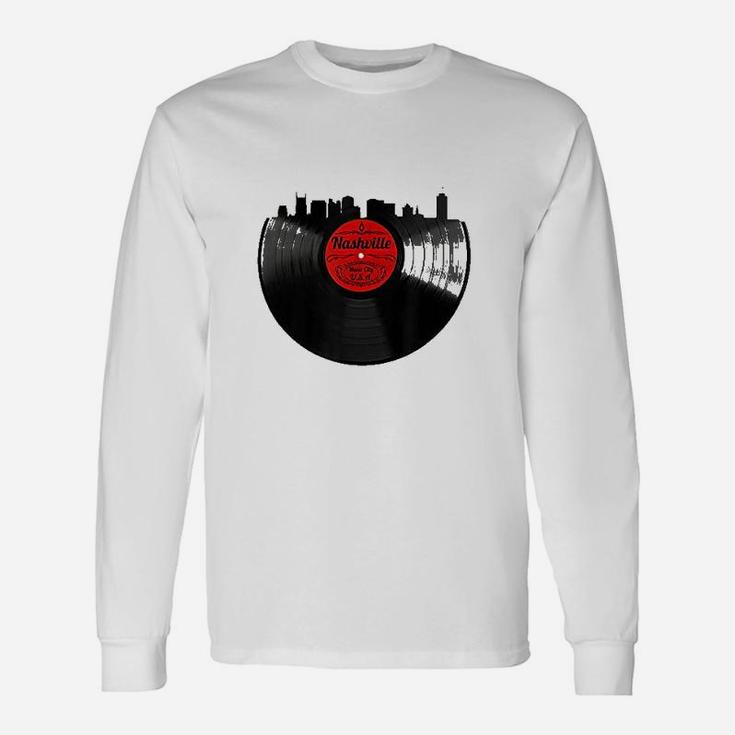 Nashville Tennessee Skyline Vinyl Record Vintage Long Sleeve T-Shirt ...