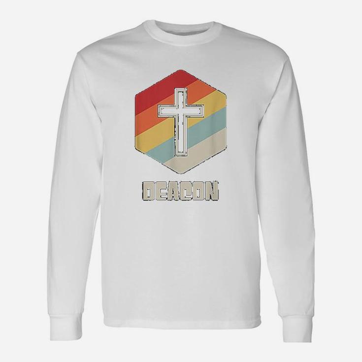 Retro Cross Vintage Christian Church Deacon Long Sleeve T-Shirt - Seseable