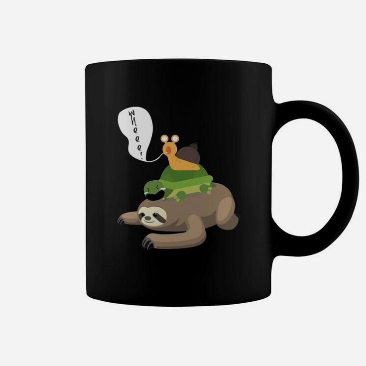 Sloth, Turtle And Snail Piggyback Funny Running Wild T-shirt Coffee Mug ...