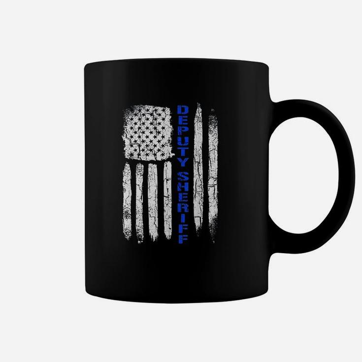 Deputy Sheriff For Men Thin Blue Line American Flag Coffee Mug