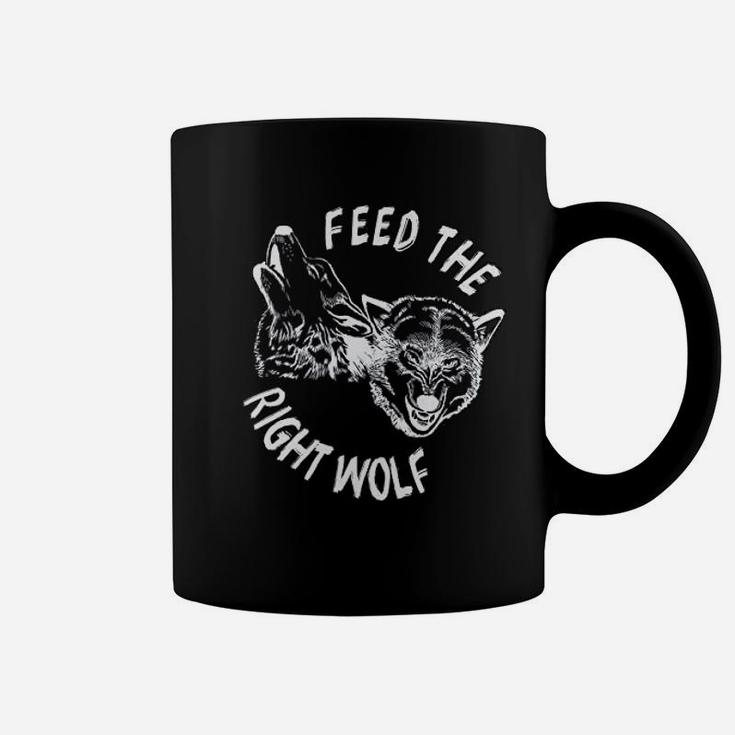 Feed The Right Wolf Native American Legend Graphic Coffee Mug - Seseable