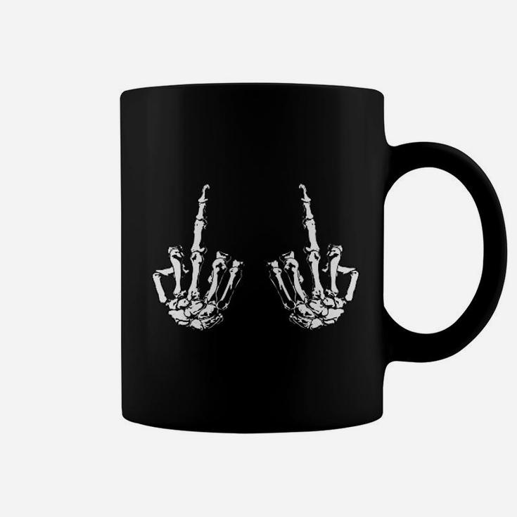 Flipping The Bones Funny Skeleton Hands Middle Finger Halloween Coffee ...