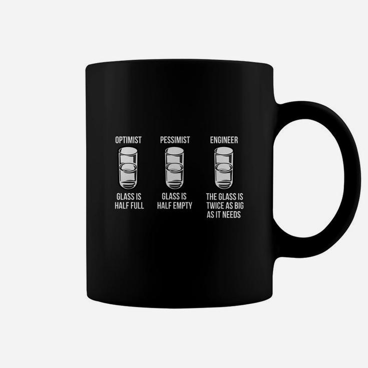 Funny Engineering Shirt, Optimist Pessimist Engineer Glass Coffee Mug ...