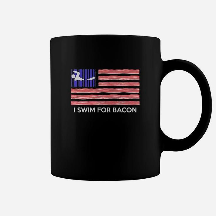 I Swim For Bacon - America Flag Coffee Mug - Seseable
