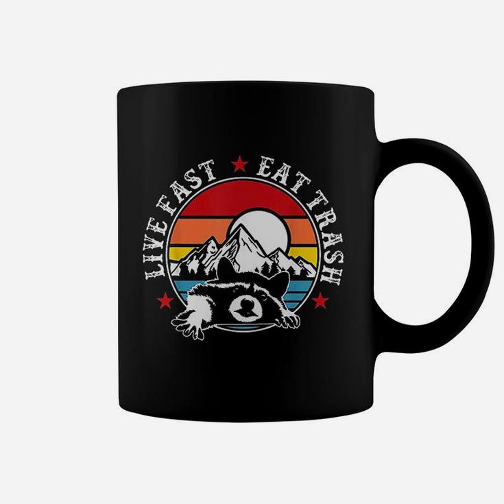 Live Fast Eat Trash Funny Raccoon Camping Coffee Mug | Seseable