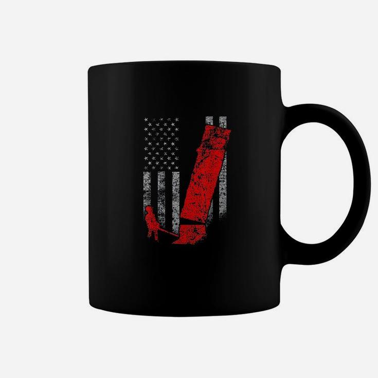Logging Flag Red Logger Felling A Tree On Us Flag Coffee Mug - Seseable