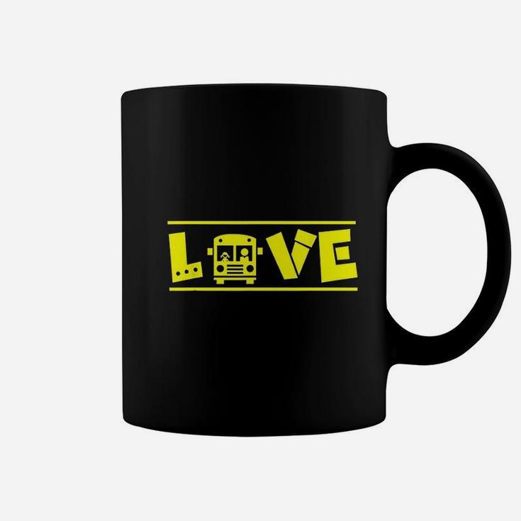 Love School Bus Driver Typography Gift For Busdriver Coffee Mug - Seseable