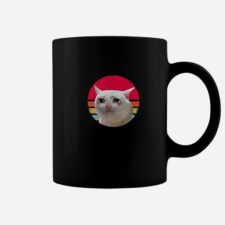Retro Vintage Sad Crying Cat Dank Meme Sauce Trending Funny Coffee Mug ...