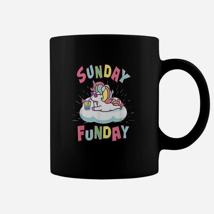 Sunday Funday Women Cute Unicorn Drinking Rainbow Coffee Mug - Seseable