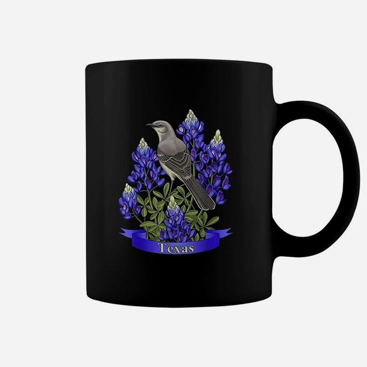Texas State Mockingbird Purple Bluebonnet Wild Flowers Coffee Mug ...