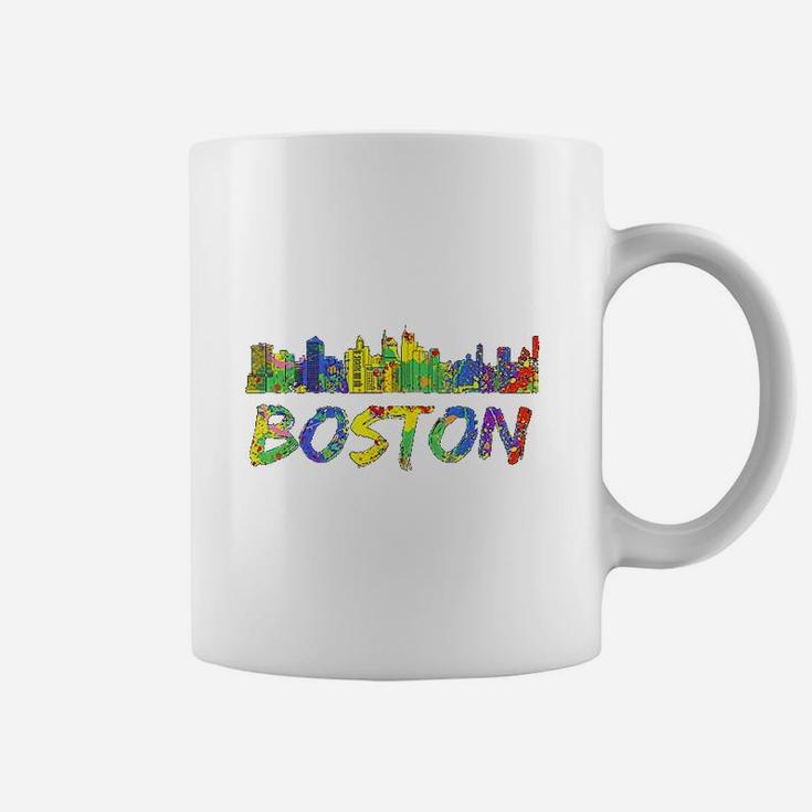 Boston Massachusetts Skyline Paint Vintage Coffee Mug - Seseable