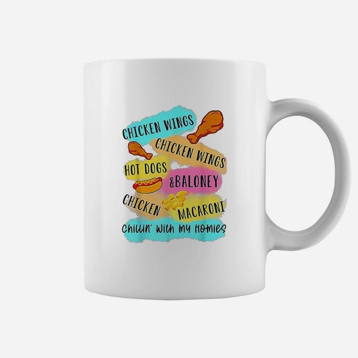 Chicken Wing Hot Dog And Baloney Funny Homies Chillin Meme Coffee Mug ...
