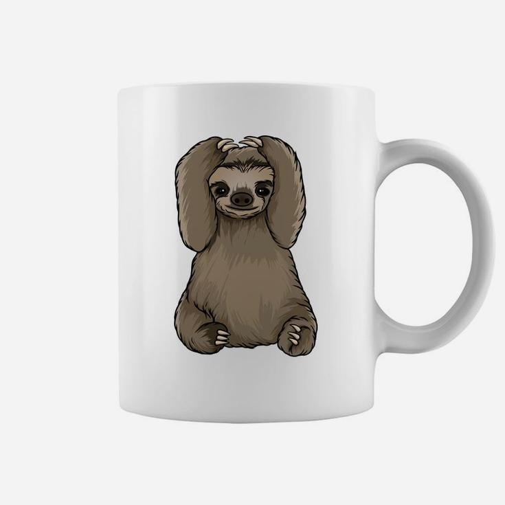 Cute Baby Sloth Holding Paws Cartoon Gift Coffee Mug | Seseable