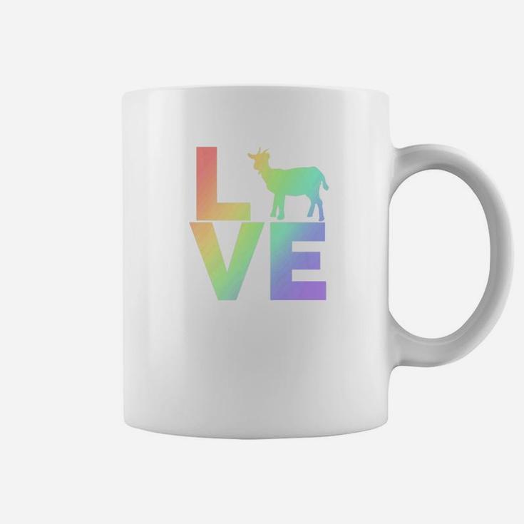I Love Goats Vintage Look Rainbow Goa Coffee Mug - Seseable