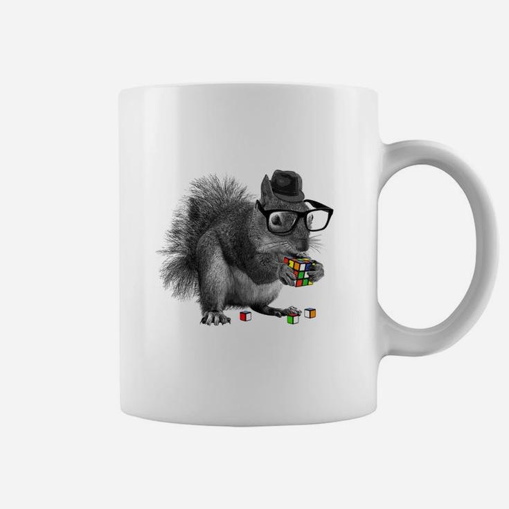 Rubik S Cube Hipster Squirrel Coffee Mug - Seseable