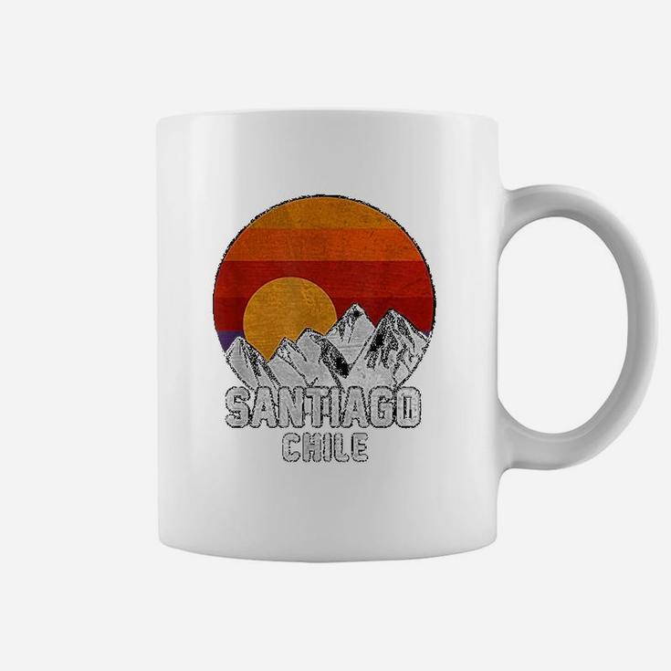 Santiago Chile Retro Mountain Sunset Design Coffee Mug - Seseable