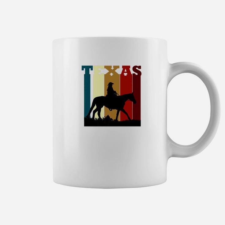 Texas Vintage Color Horse And Cowboy Silhouette Coffee Mug - Seseable