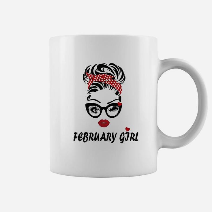 Women February Girl Wink Eye Woman Face Was Born In February Coffee Mug ...