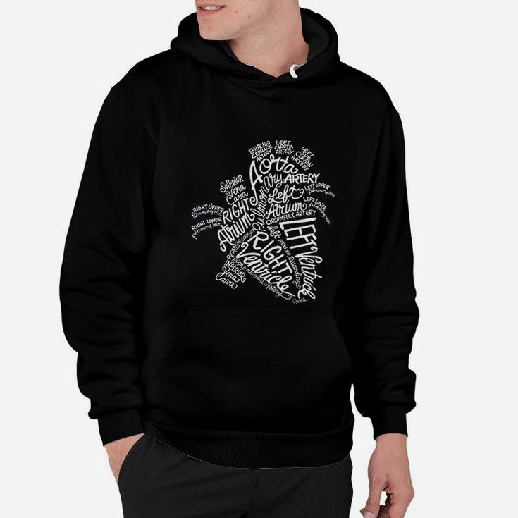 Anatomical Heart Medical White Word Cloud Line Art Hoodie | Seseable UK