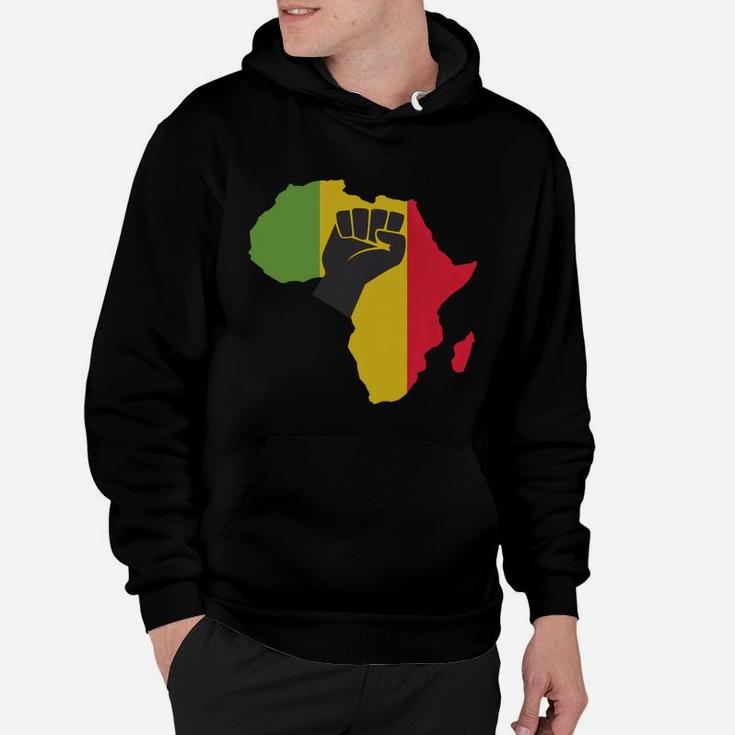 Awesome Africa Black Power With Africa Map Fist Hoodie - Seseable