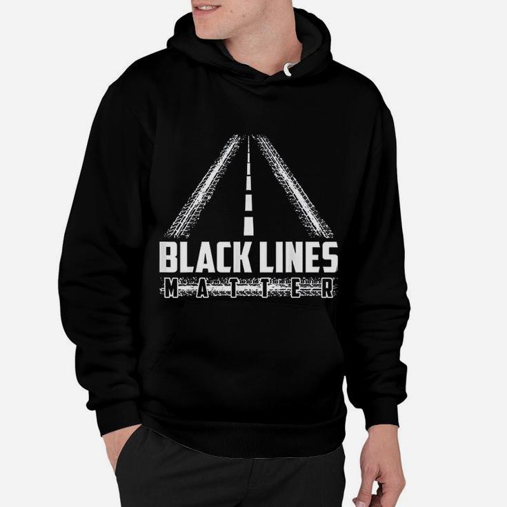 Black Lines Matter Cool Vehicle Car Burnout Gift Hoodie | Seseable