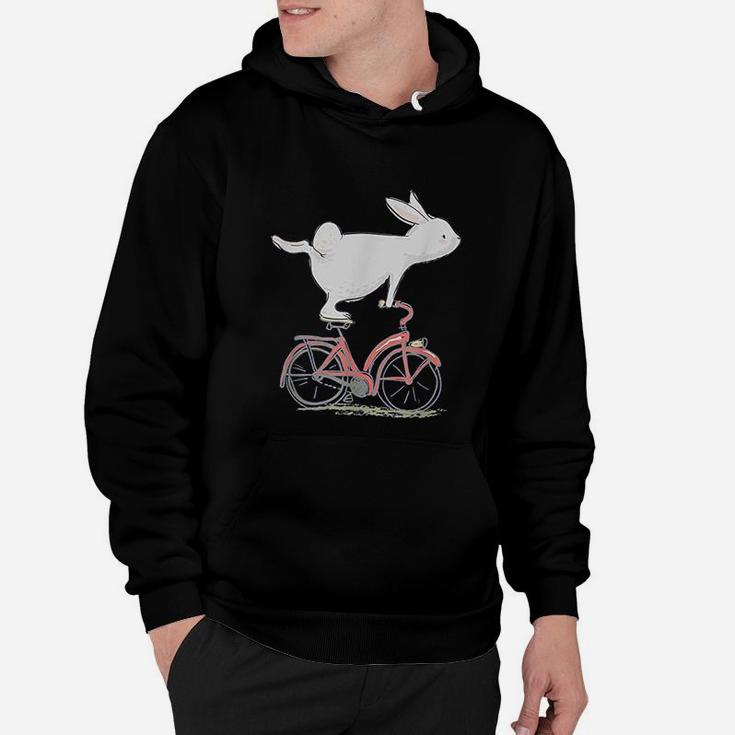 Cute Bunny Rabbit On Bike Cycling Bicycle Hoodie - Seseable