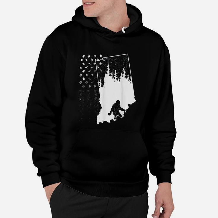 Indiana Bigfoot American Flag Sasquatch Usa Silhouette Hoodie - Seseable