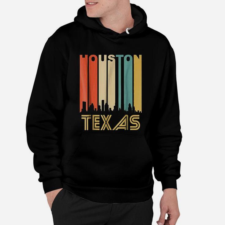 Retro 1970s Houston Texas Cityscape Downtown Skyline Hoodie - Seseable