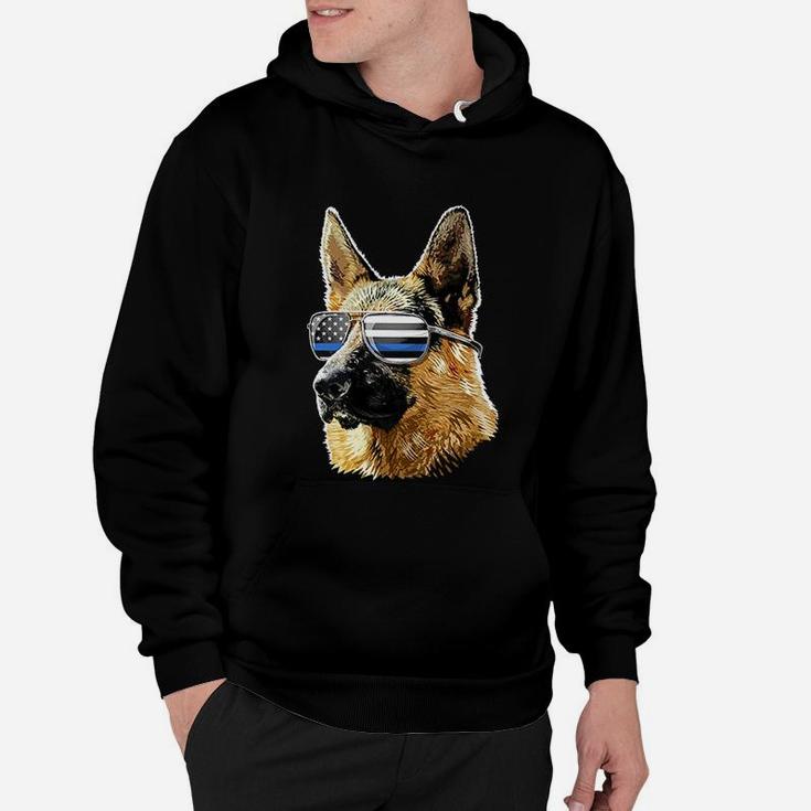 Thin Blue Line Flag K9 German Shepherd Police Dog Gift Hoodie | Seseable