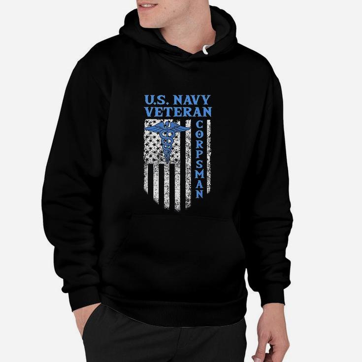 Us Navy Corpsman Veteran Usa Flag Vintage Hoodie - Seseable