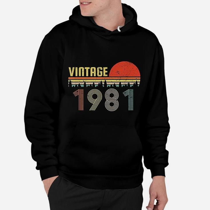 Vintage 1981 Birthday Gift Retro Sunset Hoodie - Seseable