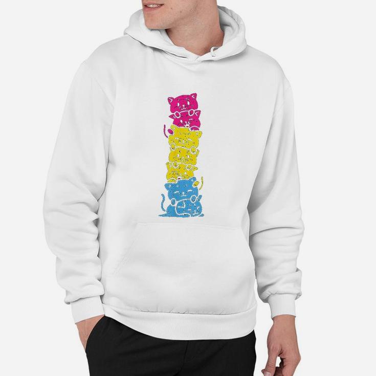 Pride Cat Stack Cute Pan Flag Hoodie | Seseable