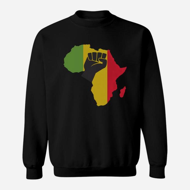 Awesome Africa Black Power With Africa Map Fist Sweat Shirt - Seseable