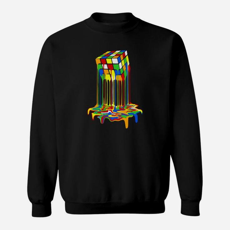 Awesome Graphic Melting Rubik Rubix Rubics Cube Sweatshirt - Seseable
